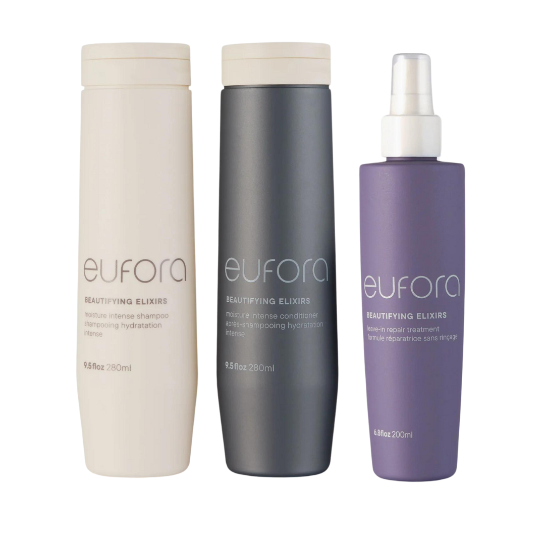 Eufora Beautifying Moisture Intense + Leave in Repair Trio – Moda Salon